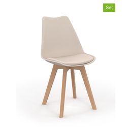 IDOMYA Factory 2er-Set: Esszimmerstühle "Nordia" in Beige - (B)46 x (H)79,5 x (T)51 cm - 60% | Sitzmoebel