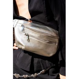 Abaco Leder-Brustbeutel "Tena" in Silber - (B)31 x (H)14 x (T)4,5 cm - 70% | Damen-koffer-reisegepaeck