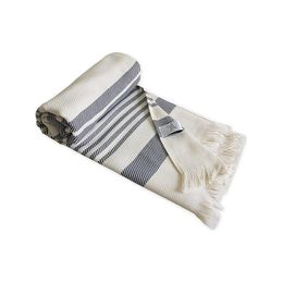 Framsohn Plaid "Boho Living - Streifen" in Anthrazit/ Weiß - 11% | Größe 100x180 cm | Decken