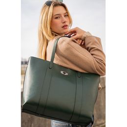 maison héritage PARIS Leder-Shopper "Elis" in Dunkelgrün - (B)41 x (H)30 x (T)10 cm - 72% | Damen-taschen
