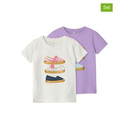 name it 2er-Set: Shirts in Creme/ Lila - 53% | Größe 86 | Baby-shirts