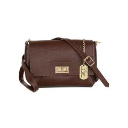 Anna Morellini Leder-Umhängetasche "Matalia" in Dunkelbraun - (B)22 x (H)17 x (T)9 cm - 74% | Damen-taschen