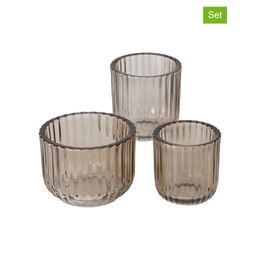 Boltze 3er-Set: Windlichter ''Sikel'' in Beige - 46% | Kerzen-vasen