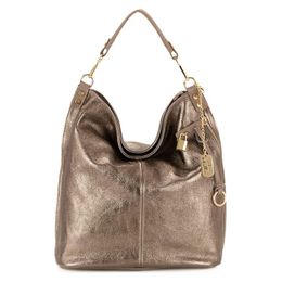 Anna Morellini Leder-Schultertasche "Greta" in Gold - (B)34 x (H)38 x (T)17 cm - 77% | Damen-taschen