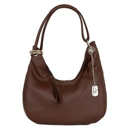 Anna Morellini Leder-Schultertasche "Alba" in Braun - (B)38 x (H)34 x (T)10 cm - 74% | Damen-taschen