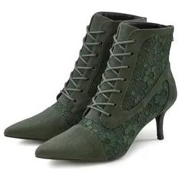 Schnürstiefelette Lascana, Damen, Gr. 38, grün (olivgrün), Obermaterial: 100% Textilmaterial. Futter: 100% Lederimitat. Decksohle: 100% Lederimitat. Laufsohle: 100% Synthetik, unifarben, Schuhe, in sexy Spitzen Optik, Stiefel