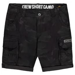 Shorts Alpha Industries "Crew Short Camo", Herren, Gr. 34, Normalgrößen, schwarz (schwarz camo), Obermaterial: 98% Baumwolle, 2% Elastan, Hosen