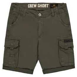 Shorts Alpha Industries "Crew Short", Herren, Gr. 36, Normalgrößen, grau (grauschwarz), Obermaterial: 98% Baumwolle, 2% Elastan; Futter: 100% Baumwolle, Hosen