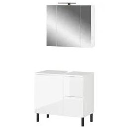 Badmöbel-Set Germania "Scantic", weiß, Spanplatte, Kastenmöbel-Sets, bestehend aus Waschbeckenunterschrank und Spiegel