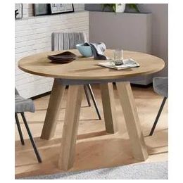 Mäusbacher Esstisch MÄUSBACHER, braun (tischplatte: asteichefarben), B:130cm H:78cm T:130cm, Tische, Runde Esstische Esstisch Holz-Esstische, Untergestell schräg gestellt