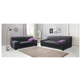 Polstergarnitur DOMO collection "Amando zeitlos und modern, komfortabel", schwarz (schwarz,), H:74cm T:79cm, PRIMABELLE-Microfaser aus 100% Polyester;SOFTLUX-Kunstleder;Strukturstoff aus 90% Polyester, 10% Polyacryl;NaturLEDER - echtes Rindsleder, Sitzmöbel-Sets, bestehend aus 2er- und 3er-Sofa