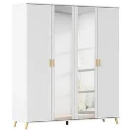 Kleiderschrank Rauch "Ottos Choice Skandi Kinderzimmer Bestseller Schlafzimmerschrank FALUN", weiß (alpinweiß), B:182cm H:203cm T:53cm, Holzwerkstoff, Schränke, im modernen Skandi-Look, Füße/Griffe Eiche massiv MADE IN GERMANY