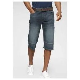H.I.S. Jeansbermudas H.I.S "HANTZ", Herren, Gr. 31, N-Gr, blau (dunkelblau), Denim/Jeans, Obermaterial: 75% Baumwolle, 23% Polyester, 2% Elasthan, Abriebeffekte, normal kniebedeckend, Jeans, gerader Beinschnitt, Used-Look mit Abriebeffekten