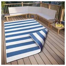 Teppich OTTO HOME "Alan Wendeteppich" Gr. 2, blau (blau, wei&szlig;), B:80cm H:5mm L:150cm, Kunstfaser, Teppiche, Teppich, beidseitig nutzbar, Streifen, Scandi, wetterfest, f&uuml;r In- und Outdoor