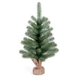 Künstlicher Weihnachtsbaum IC WINTERWORLD "Tannenbaum, künstlicher Christbaum", grün (grün, natur), H:60cm Ø:38cm, Kunststoff, Weihnachtsbäume, Weihnachtsdeko mit Jutebeutel um den Betonfuß
