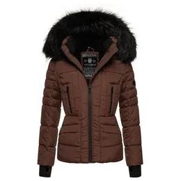 Steppjacke Navahoo "Adele", Damen, Gr. S (36), braun (dunkelbraun), Obermaterial: 100% Polyester, Futter: 100% Polyester, Wattierung: 100% Polyester, Ärmelfutter: 100% Polyester, Kunstpelz: 90% Polyacryl, 10% Polyester, figurbetont Po-bedeckend, Ärmel ohne Ärmelschlitz Rippstrickbündchen kontrastfarben,mit Daumenlöchern,mit Reißverschluss, Jacken, hochwertige Winterjacke mit edler Kunstfell- Kapuz