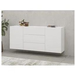 Sideboard Inosign "Ava, Breite 140 cm, hängend und stehend montierbar", weiß (weiß matt), B:140cm H:62cm T:35cm, Sideboards, moderne grifflose Kommode, Schubladenschrank, 2Türen/3Schubkästen