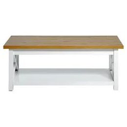 Couchtisch Jahnke "CHALET COFFEE", braun (montana eiche, weiß, weiß, montana eiche), B:110cm H:42cm T:57cm, Tische, Couchtisch, Kaffetisch, mit Ablageboden, Landhausstil, X-Design