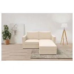 2-Sitzer DOMO collection "Bibury smartes, modulares Ecksofa aus Sofa & Hocker mit Schlaffunktion", beige (creme), B:178cm H:90cm T:80cm, 100% Polyester, Sofas, Sitzfläche mit Federkern, inkl. 2 Rückenkissen und Staufach im Hocker