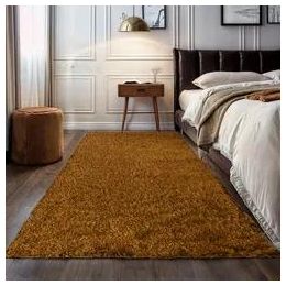 Hochflor-Teppich OTTO HOME "Banji", gold (goldgelb), B:160cm H:37mm L:230cm, Polypropylen (PP), Teppiche, Uni Farben, weich und flauschig, auch als Läufer & in rund erhältlich