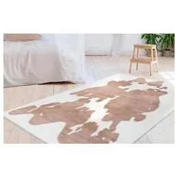 Teppich Arte Espina "Rabbit Animal 500", grau (taupe, wei&szlig;), B:120cm H:30mm L:160cm, Obermaterial: 100% Polyester, Teppiche, Teppich, Kuscheliger Hochflorteppich, per Hand getuftet, mit Baumwollr&uuml;cken