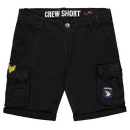 Shorts Alpha Industries "Crew Short Patch", Herren, Gr. 28, Normalgrößen, schwarz, Obermaterial: 98% Baumwolle, 2% Elastan; Futter: 100% Baumwolle, Hosen