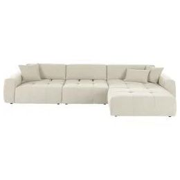 Ecksofa 3C Candy "Yoshy mit Komfortfunktionen, modern und bequem, L-Form", beige (natur), B:378cm H:74cm T:200cm, 100% Polyester, Sofas, Zwei verschiedene Sitztiefen durch verstellbare Rückenlehne