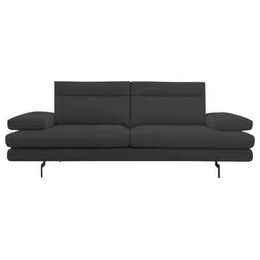 3,5-Sitzer Calia italia "Toby Wing, italienisches Designsofa, super bequem, Megasofa", grau (grigio scuro bull), B:228cm H:90cm T:113cm, Leder BULL (100% Leder), Sofas, inkl. Sitztiefenverstellung und Armteilfunktion, Füße in Schwarz matt