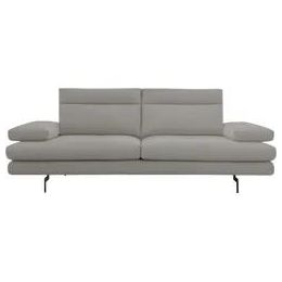 3,5-Sitzer Calia italia "Toby Wing, italienisches Designsofa, super bequem, Megasofa", weiß (tortora bull), B:228cm H:90cm T:113cm, Leder BULL (100% Leder), Sofas, inkl. Sitztiefenverstellung und Armteilfunktion, Füße in Schwarz matt