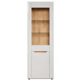Standvitrine Inosign "Graz", weiß (weiß mit eiche), B:65cm H:192cm T:39cm, FSC-zertifizierter Holzwerkstoff, MDF, Schränke, Grifflos