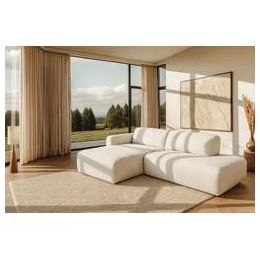 Ecksofa Andas "Myrland", beige (cream), B:222cm H:72cm T:166cm, 100% PES, Sofas, Breite 222 cm, Chenille, Easy Clean Stoff, mit Kaltschaum