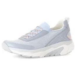 Slip-On Sneaker Gabor ROLLINGSOFT, Damen, Gr. 39, weiß (hellblau, weiß), Kalbsleder, Textil, meliert, Schuhe Sneaker, Freizeitschuh, Halbschuh, Slipper mit Gummizug für guten Sitz