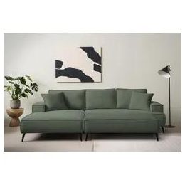 Sitzgruppe Andas "TVINNU, Polsterecke L-Form, Schlaffunktion, mit Hocker", grün (dunkelgrün,), B:275cm H:83cm T:173cm, Sitzmöbel-Sets, Set, stellbar zum Schlafsofa (Krokodilverbinder)
