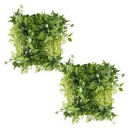 Kunstpflanze Creativ green "Wandmatte Blätter-Mix", grün, B:25cm H:25cm T:4cm, Kunststoff, Kunstpflanzen, als perfekte Wand-Deko