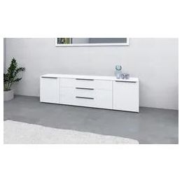 borchardt Möbel Kommode BORCHARDT MÖBEL "Tom", weiß (weiß matt), B:200cm H:53cm T:35cm, Spanplatte, Sideboards, Alugriffleisten in graphit grau matt, höhenverstellbare Einlegeböden