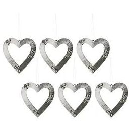 Baumbehang CREATIV DECO "Weihnachtsdeko, Christbaumschmuck", silber (silberfarben), B:10cm H:10cm T:0,5cm, Metall, Dekohänger, mit Glitzer-Steinen