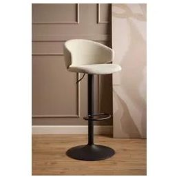 Barhocker Actona GROUP "Ella", beige, B:46cm H:107cm T:38cm, 100% Polyester, Hocker, Barhocker, Basel beige, Trompete Gestell matt schwarz rau, 2 Stk