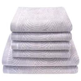 Handtuch Set Dyckhoff "Landscape", lila (lavendel), 6 Stk., Walkfrottier, Obermaterial: 100% Baumwolle, Handtuch-Sets, 4 Handtücher (50x100cm), 2 Duschtücher (70x140cm)