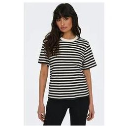 Kurzarmshirt Only "ONLLIVINA S/S STRIPE TEE JRS NOOS", Damen, Gr. XS, schwarz-weiß (cloud dancer stripes:schwarz stripes), Single Jersey, Obermaterial: 100% Baumwolle, gestreift, regular fit normal, Rundhals, Shirts