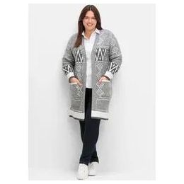Longstrickjacke sheego BY JOE BROWNS, Damen, Gr. 52/54, grau, 97% Polyester, 3% Elasthan, gemustert, Strickjacken