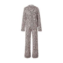 Guess Pyjama 'SASHA' Damen Größe XL cappuccino / schwarz / weiß Winterkleid