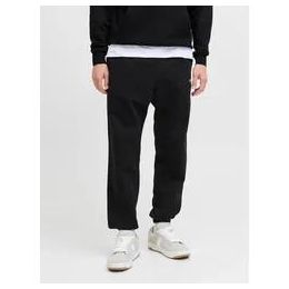 Jack & Jones Sweathose JACK & JONES "JPSTKANE SOHO SWEAT PANTS NOOS", Herren, Gr. M, N-Gr, schwarz, angeraute Sweatware, Obermaterial: 80% Baumwolle, 20% Polyester, bedruckt, normal knöchellang, Hosen, mit Kordelzug