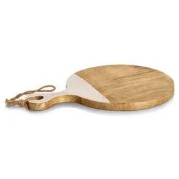 Servierbrett zeller PRESENT "Schneide-/Servierbrett mit Griff, Mangoholz", beige, B:30cm H:2cm L:43cm, Massivholz, Schneidebretter, Kordel zum Aufhängen, Epoxidharz-Beschichtung