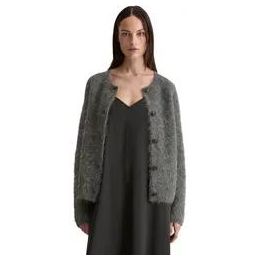 Marc O'Polo Cardigan MARC O'POLO "aus kuscheligem Alpakawolle-Mix", Damen, Gr. M, rocky grau melange, Obermaterial: 78% Alpaka, 19% Polyamid, 3% Elasthan, unifarben, regular fit, Rippbündchen, Strickjacken