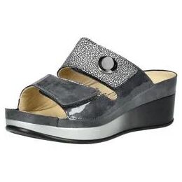 Pantolette Vital "Vital Pantoletten Leder", Damen, Gr. 39, grau, silber, Leder, Schuhe