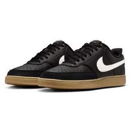 Sneaker Nike SPORTSWEAR "COURT VISION LO", Gr. 44, schwarz, sail, gum light braun, Synthetik, Textil, Schuhe