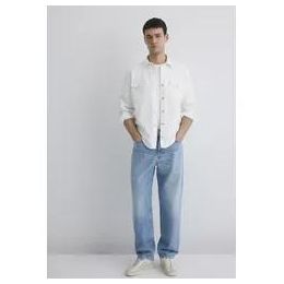 Jeanshemd Mavi "TED", Herren, Gr. M, US-Größen, sanftes weiß denim, 100% Baumwolle, unifarben, eng normaler Saum, Hemden, Classic Denim Shirt