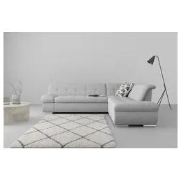 Ecksofa DOMO collection "Mona L-Form", silber, B:271cm H:80cm T:213cm, Struktur fein 100% Polyester;Chenilleoptik 100% Polyester, Sofas, wahlweise mit Bett- und Armlehnfunktion