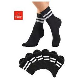 H.I.S. Sportsocken H.I.S, Herren, Gr. 47-48, 6x schwarz, Baumwollmischung, unifarben, elastisch, Socken Sportsocken, klassische Tennissocken mit Streifen