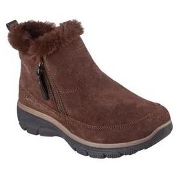 Winterboots Skechers "EASY GOING-COOL ZIP", Damen, Gr. 36, dunkelbraun, Leder, Textil, Schuhe, Winterschuh, Reißverschlussstiefel mit 3M Scotchgard-Imprägnierung